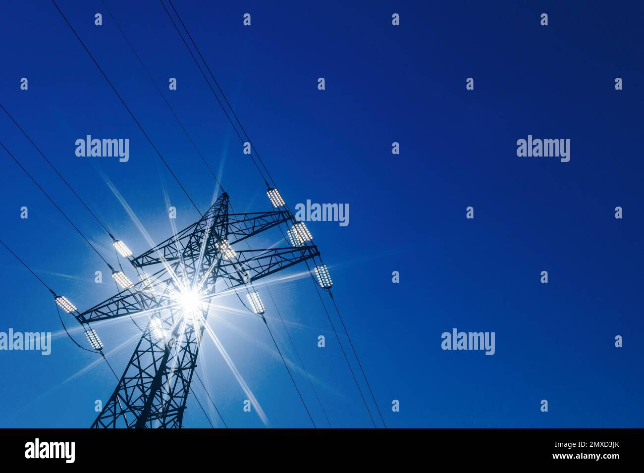 high voltage pylon in the sun, detail, Austria Stock Photo - Alamy