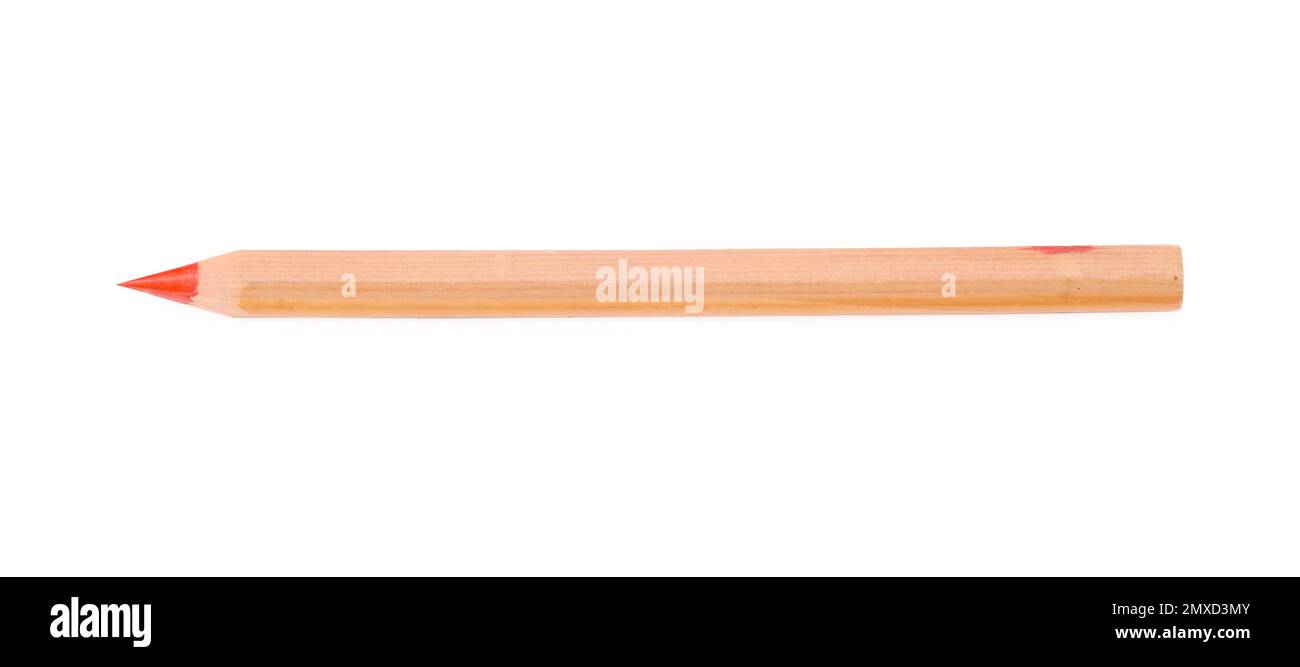 thick red pencil in wooden casing, isolated on white background Stock ...