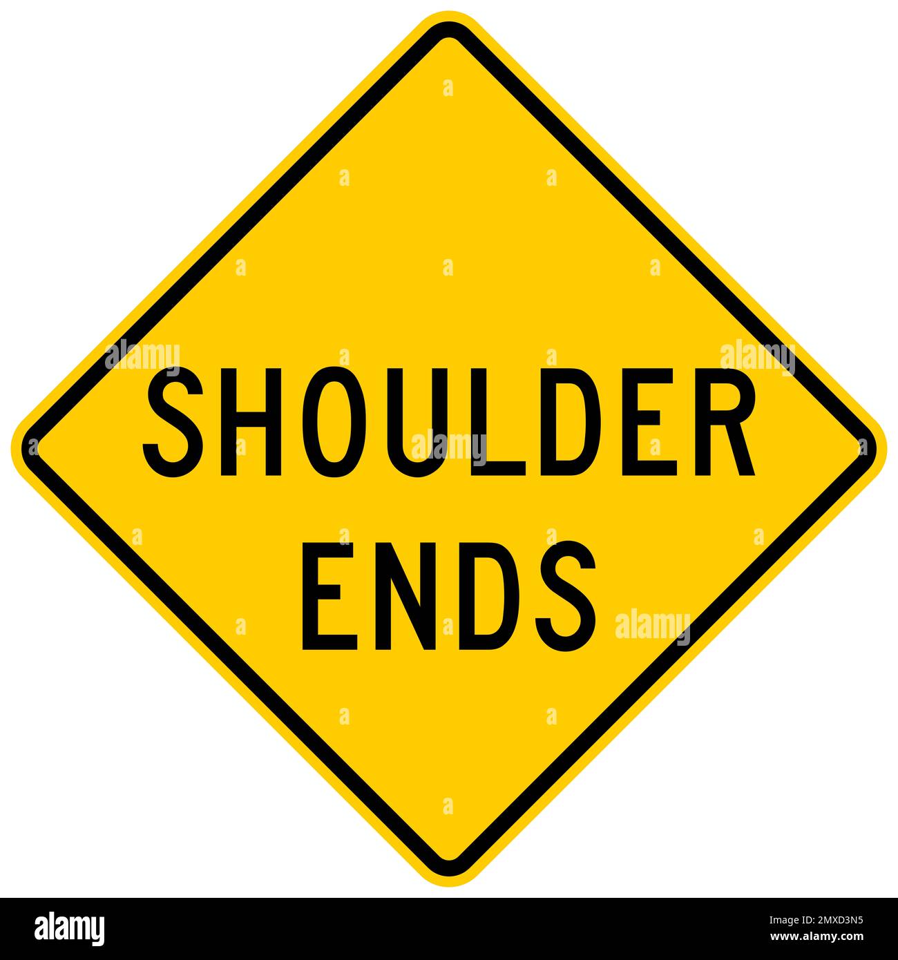 Shoulder ends warning sign Stock Photo - Alamy