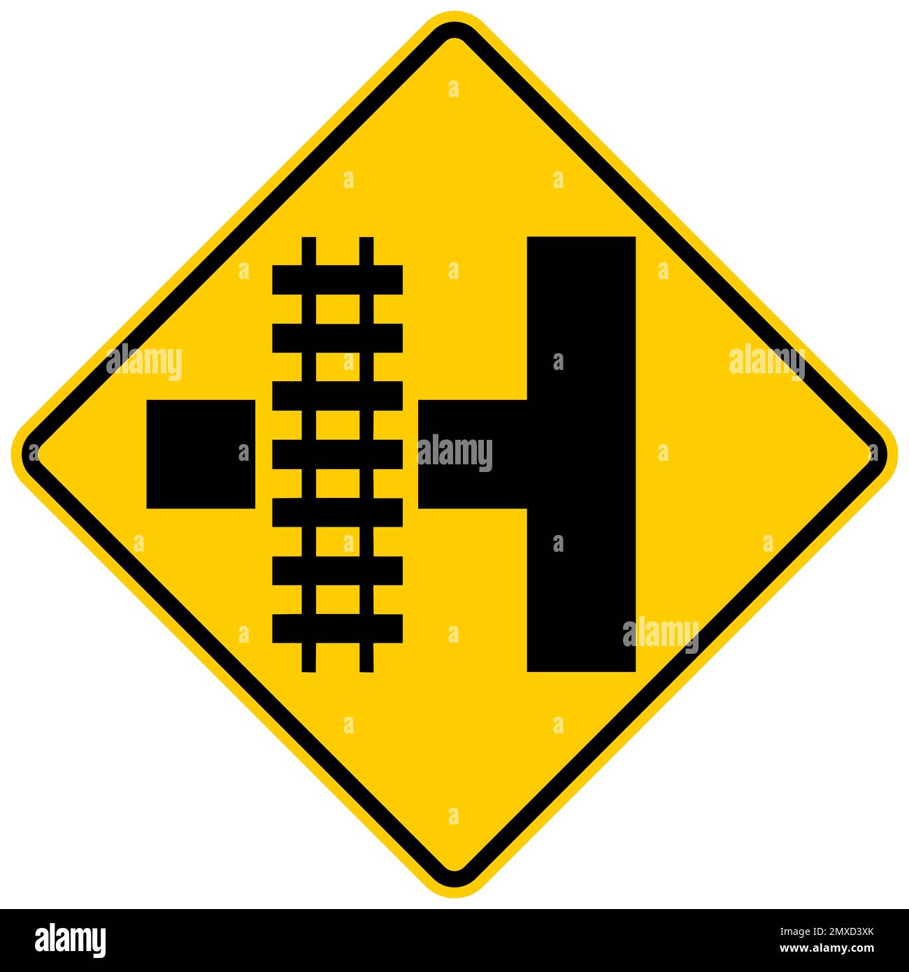 Railroad crossing on side road warning sign Stock Photo - Alamy