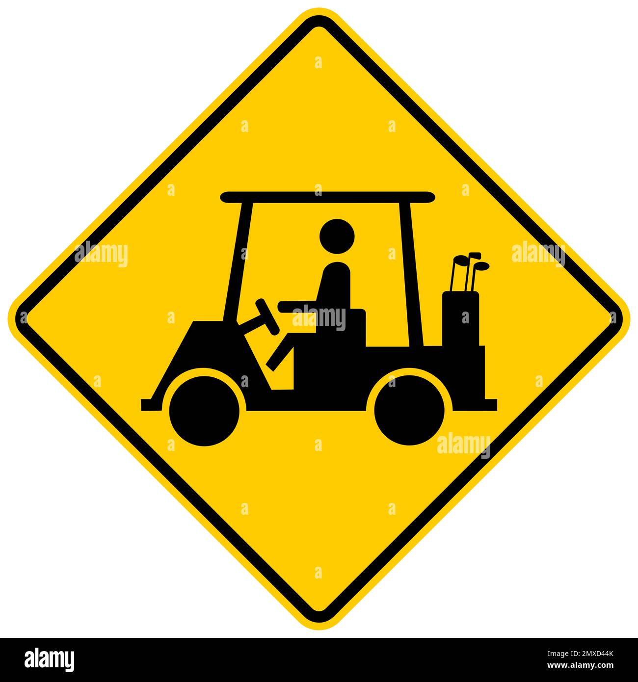 Golf cart warning sign Stock Photo - Alamy