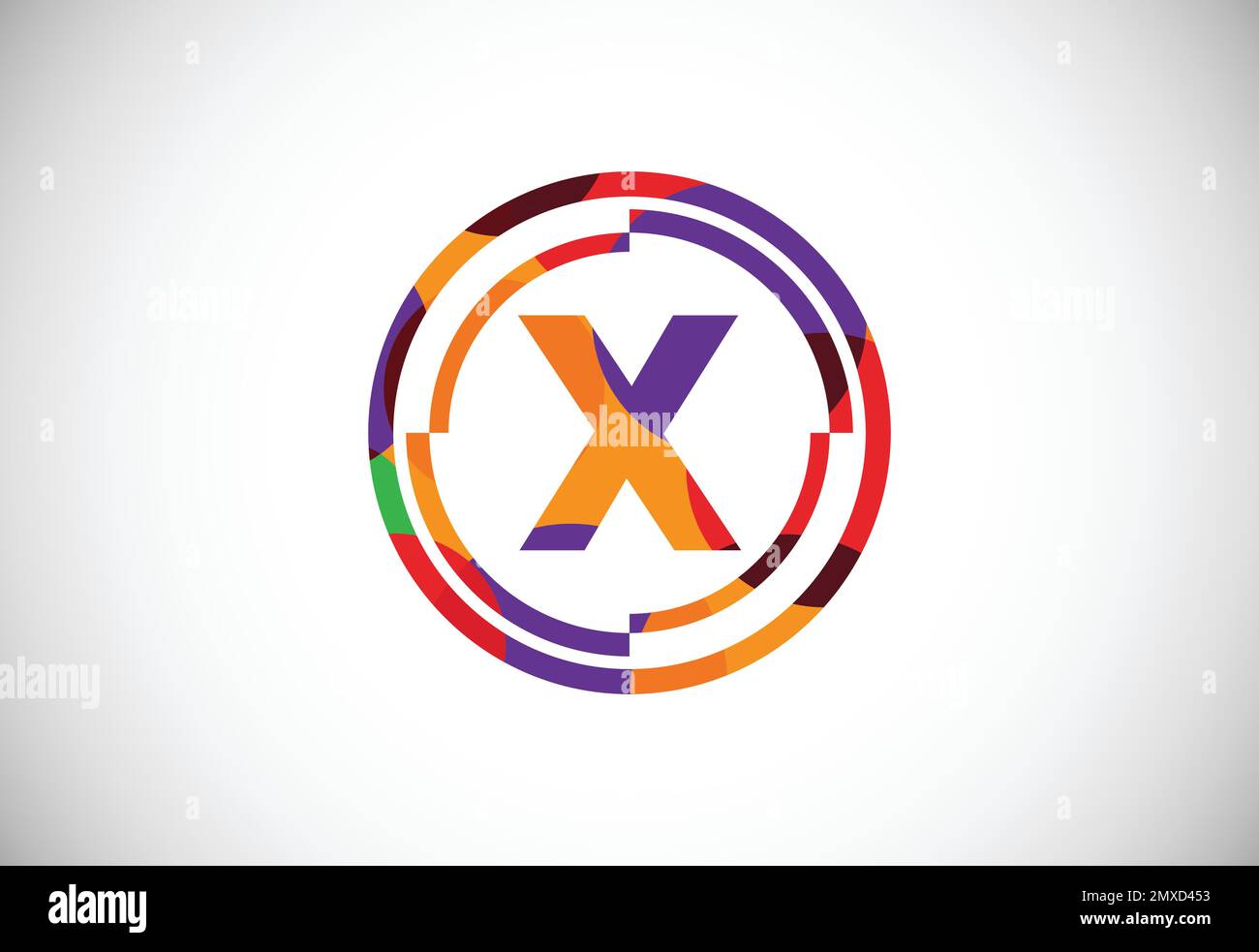Letters X with circle frames low poly art style. English alphabet ...