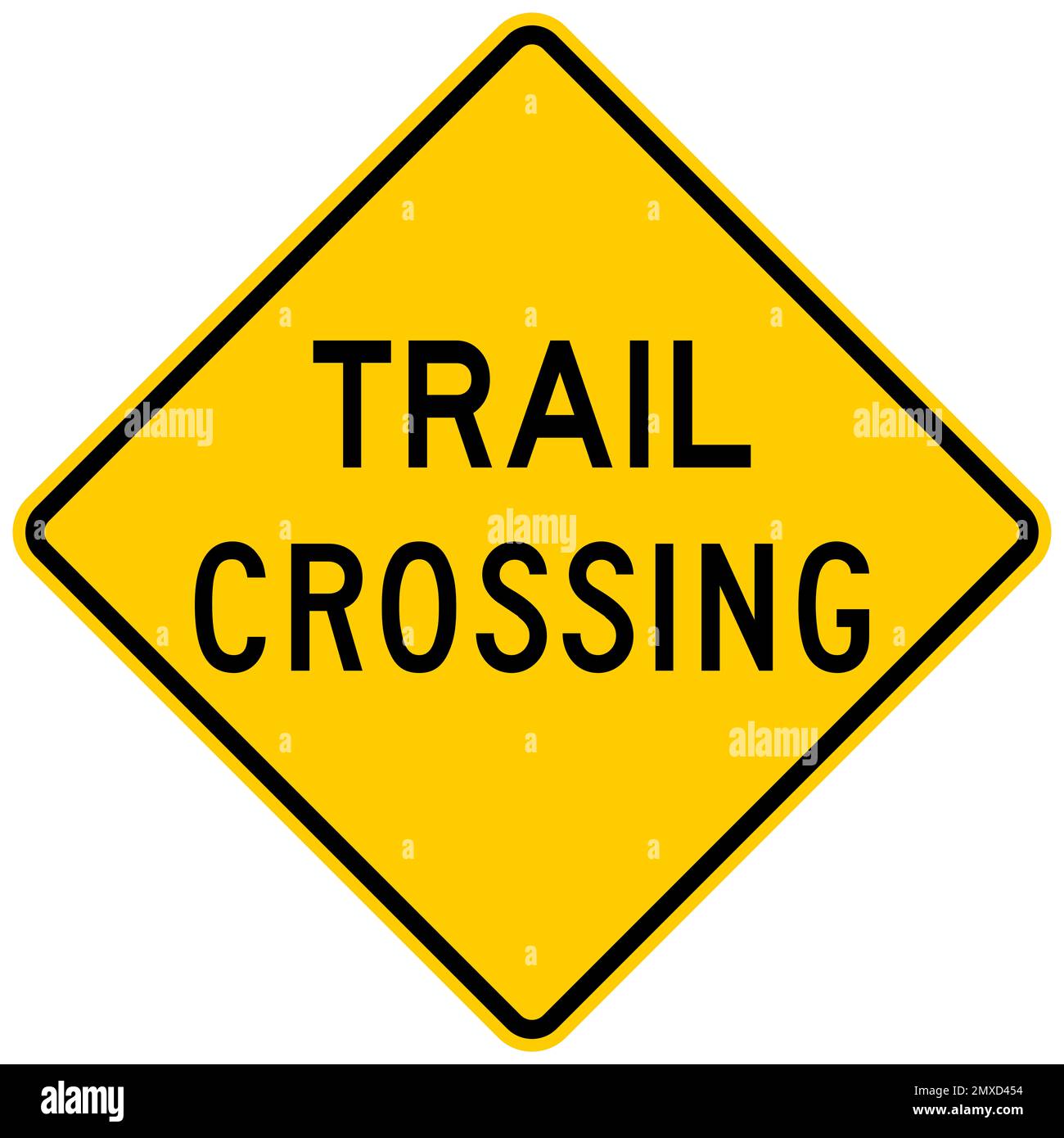 Trail crossing warning sign Stock Photo - Alamy