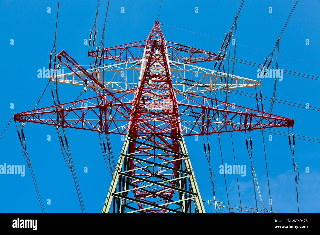 high-voltage transmission pole with power lines, Austria Stock Photo ...