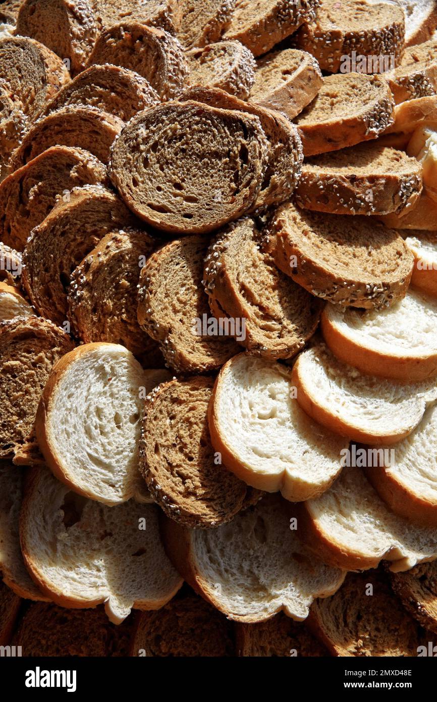 different kinds of sliced bread, buffet style Stock Photo - Alamy