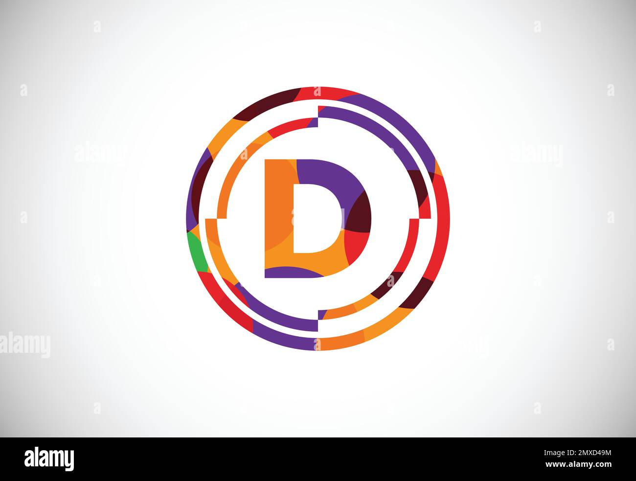 Letters D with circle frames low poly art style. English alphabet ...