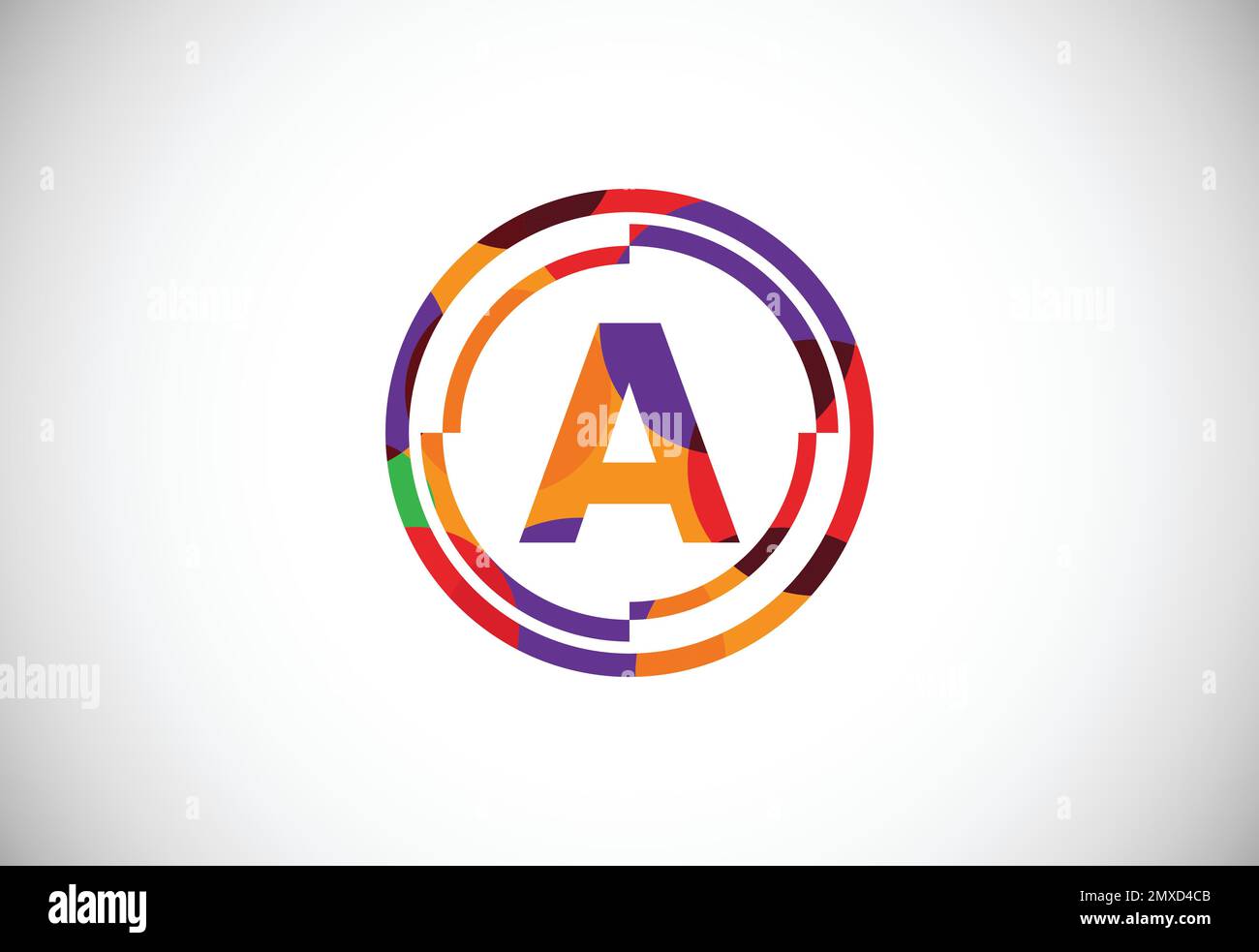 Letters A with circle frames low poly art style. English alphabet ...