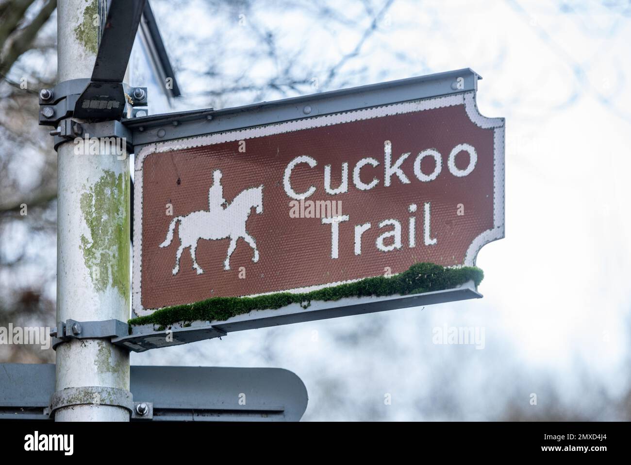 Heathfield, January 18th 2023: Signage for the Cuckoo Trail Stock Photo ...