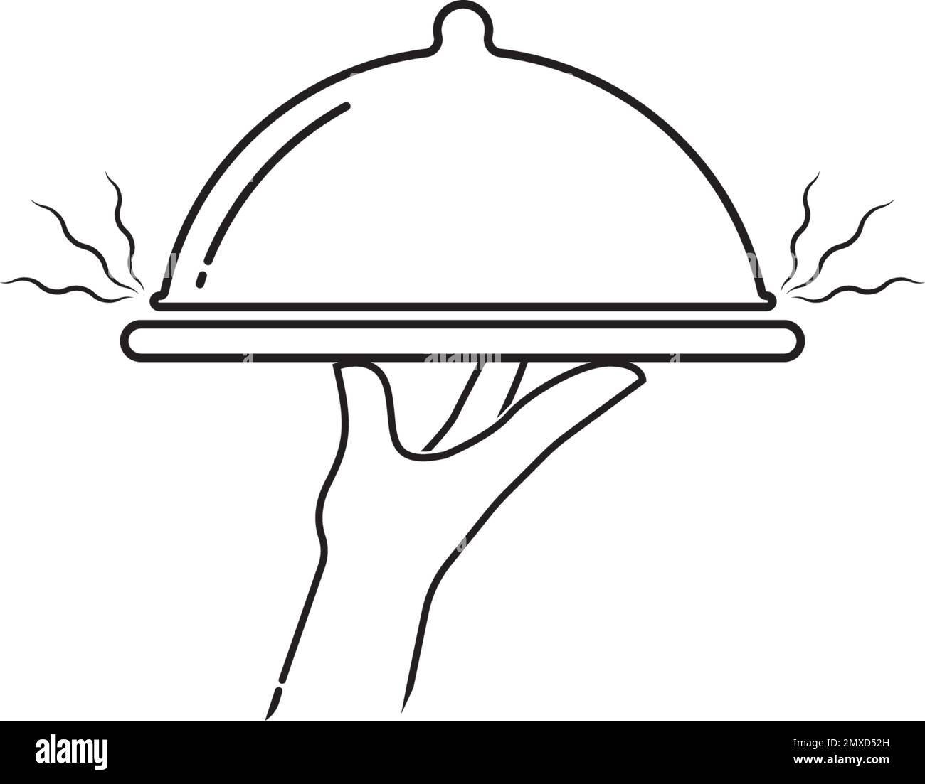 Tray on the hand icon Vector Illustration on the white background Stock ...