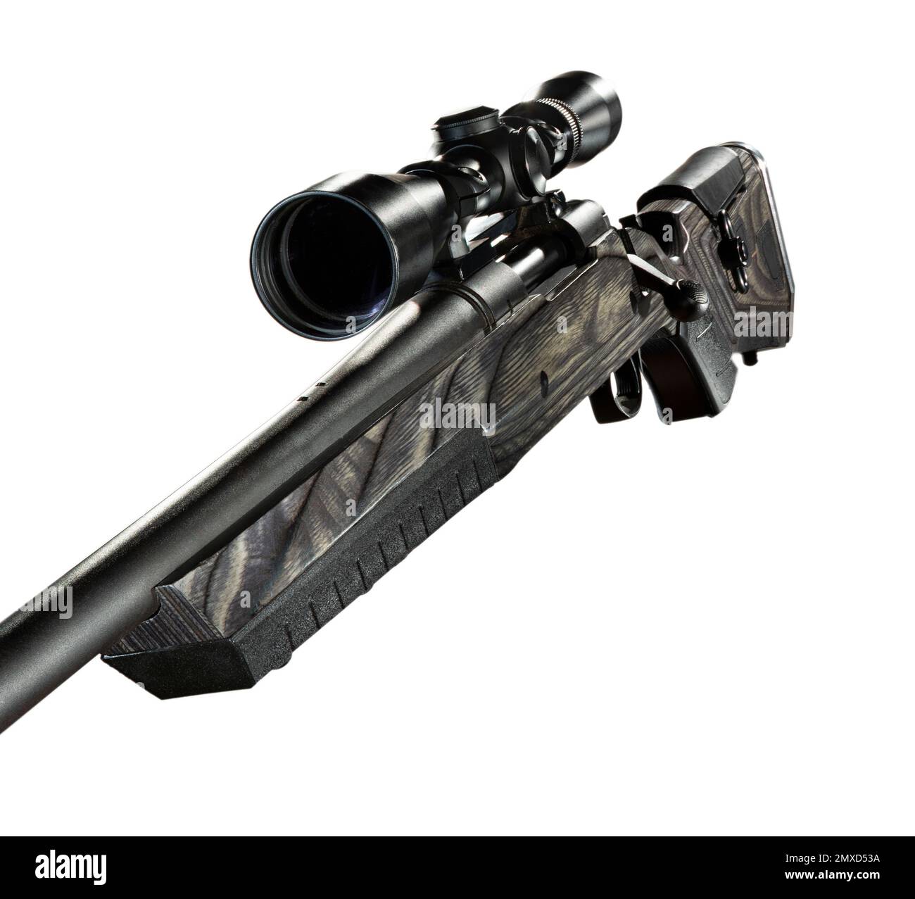 Rifle scope on a bolt action rifle with white background Stock Photo ...