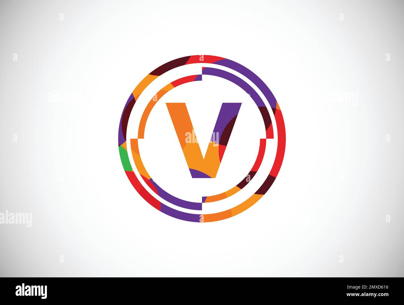 Letters V with circle frames low poly art style. English alphabet ...
