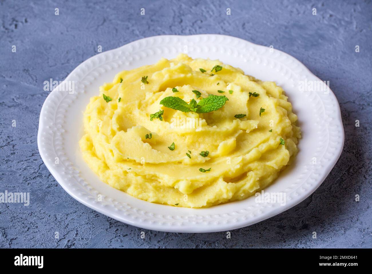 Serving of creamy mashed potato made from boiled potatoes. Turkish name ...