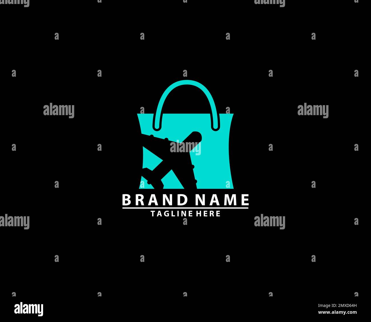 Vector of shop and plane logo combination. Sale and travel symbol or ...