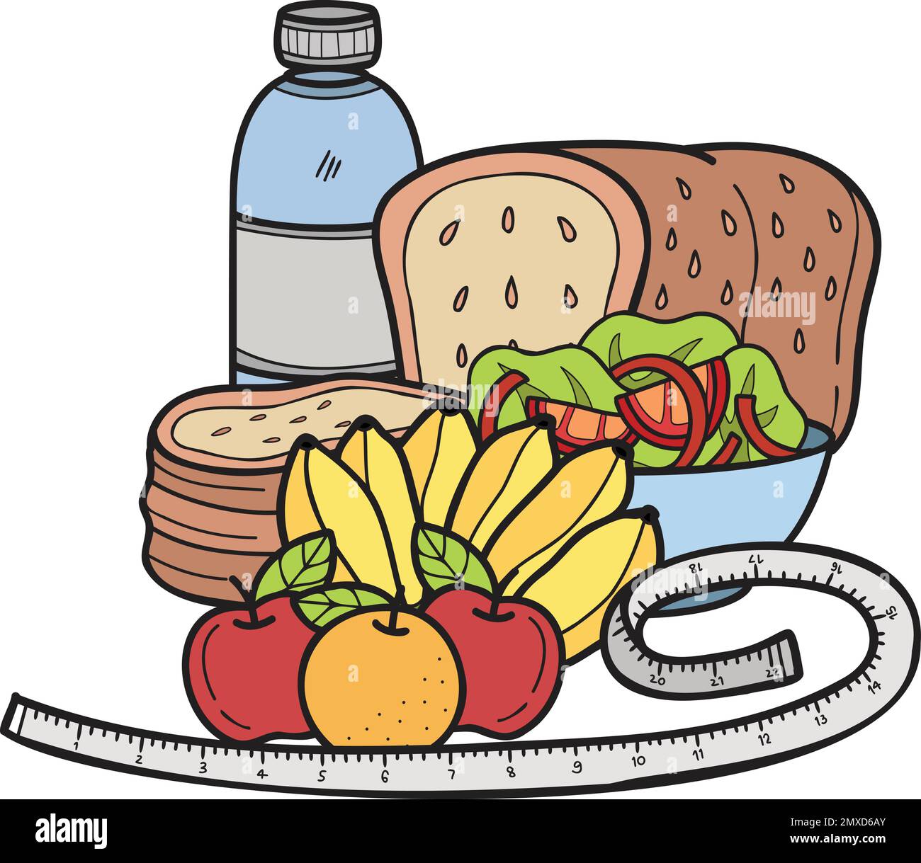 Hand Drawn Healthy Food Set illustration in doodle style isolated on ...