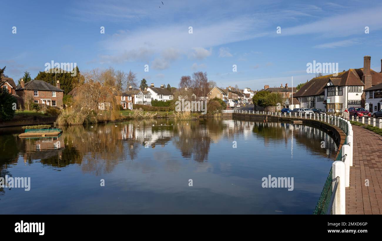 LINDFIELD, WEST SUSSEX, UK - FEBRUARY 01: View of the pond and ...