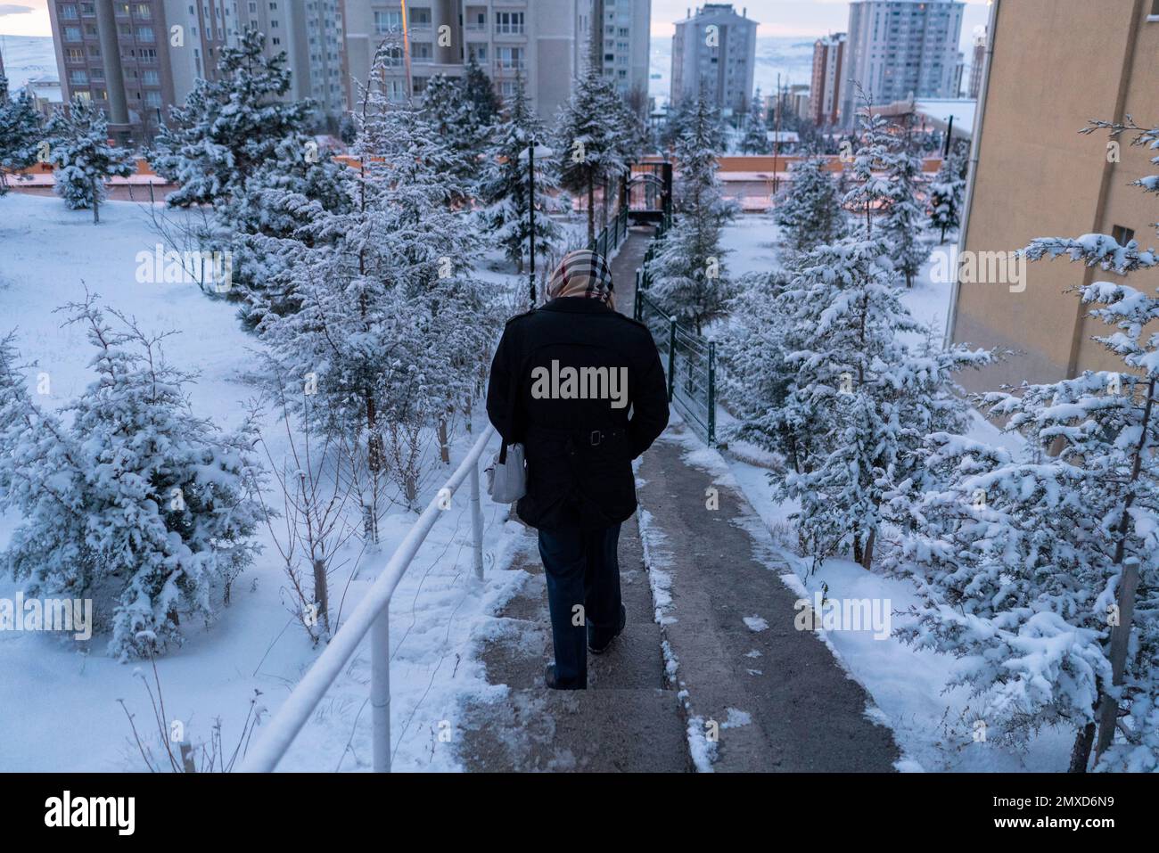 Ankara, Turkey. 03rd Feb, 2023. A man goes to work in the morning in ...
