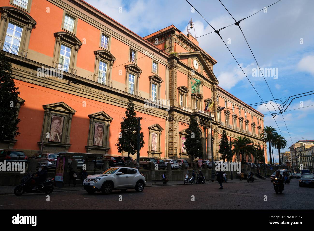 The view of the traditional, red Baroque front entrance facade. At the ...