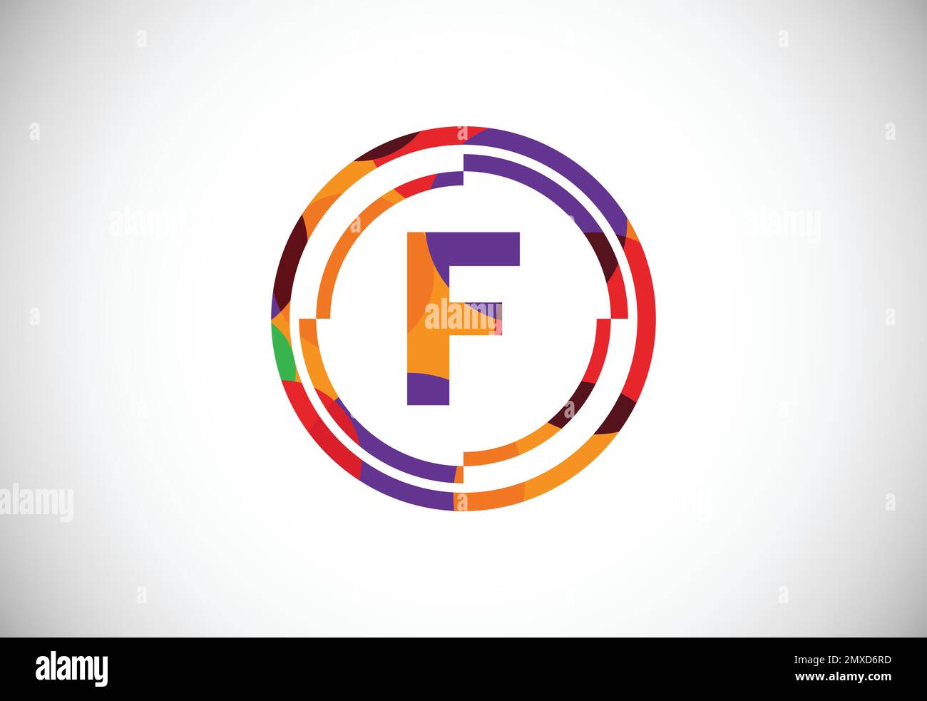 Letters F with circle frames low poly art style. English alphabet ...