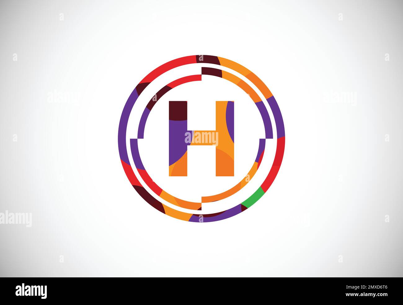 Letters H with circle frames low poly art style. English alphabet ...