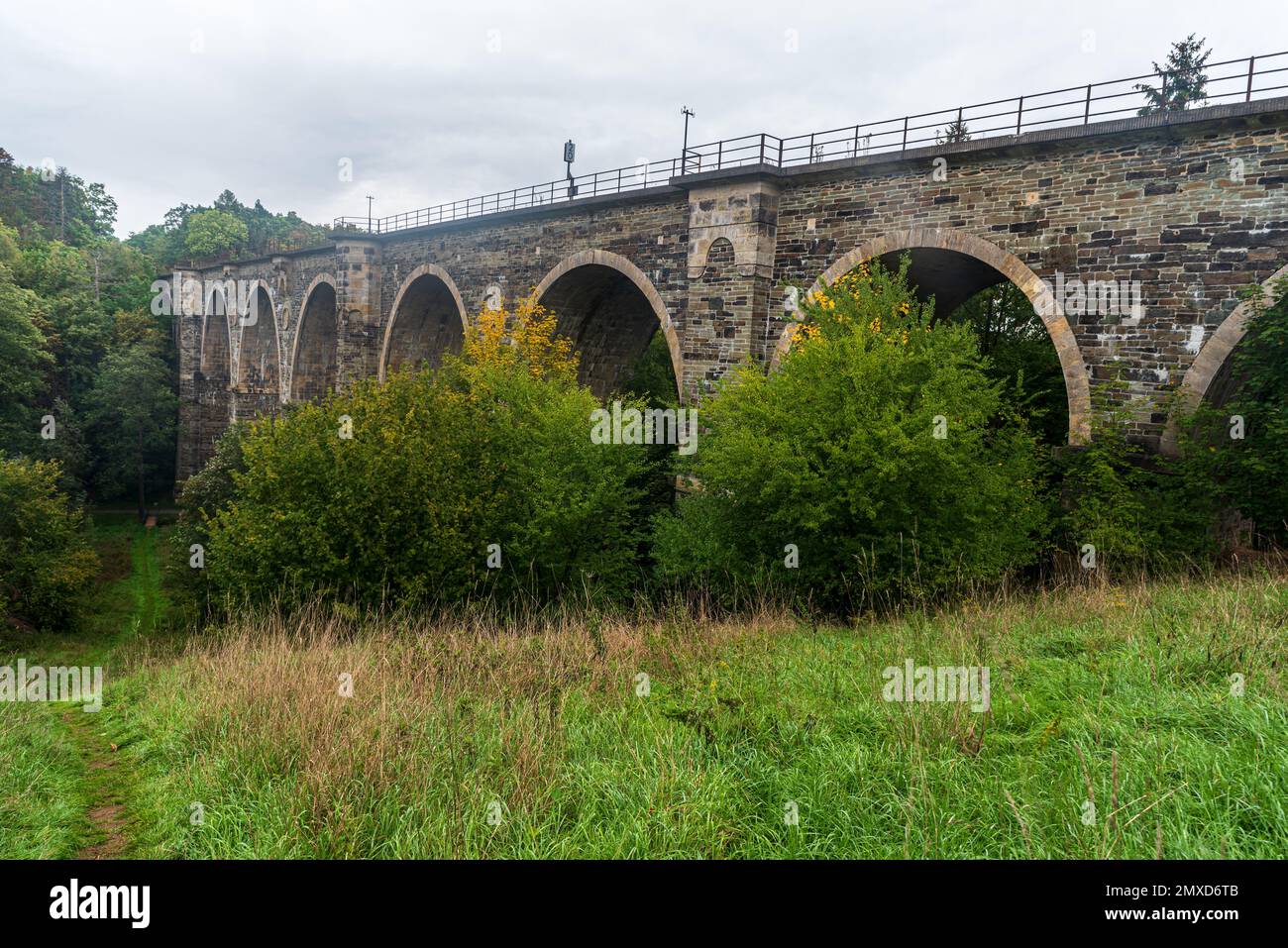 brick railway bridge with trees around - Syratalbrucke above Syratal in ...