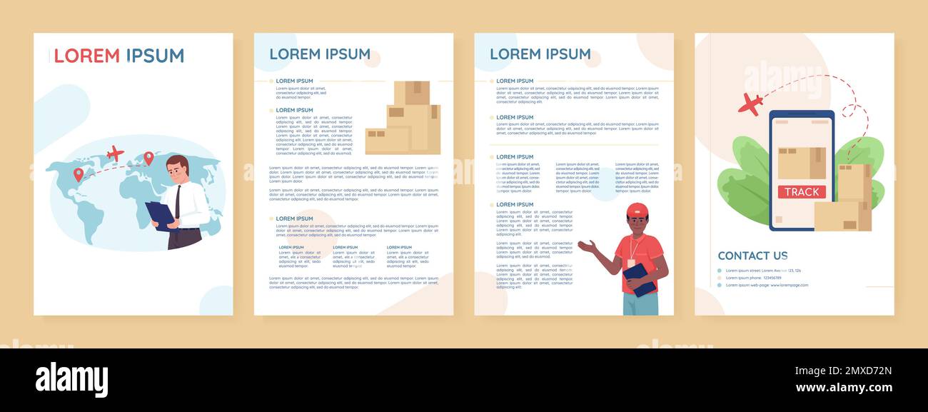 Courier and postal services flat vector brochure template Stock Vector ...