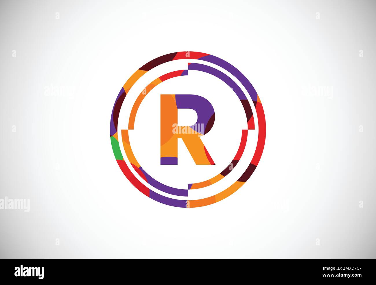 Letters R with circle frames low poly art style. English alphabet ...