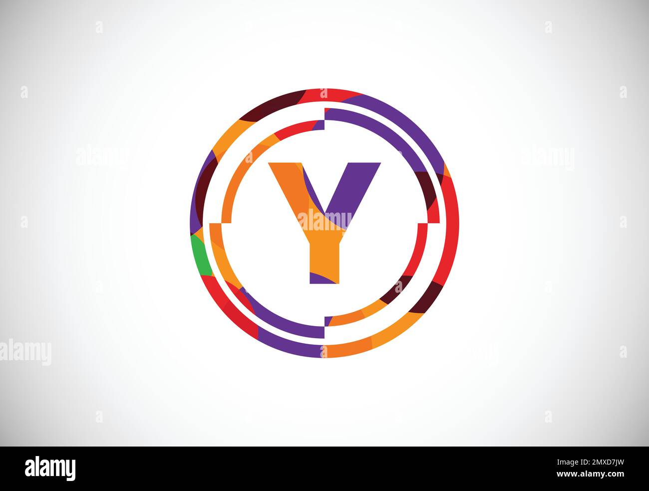 Letters Y with circle frames low poly art style. English alphabet ...