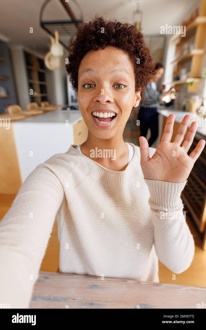 African american woman having video hi-res stock photography and images ...
