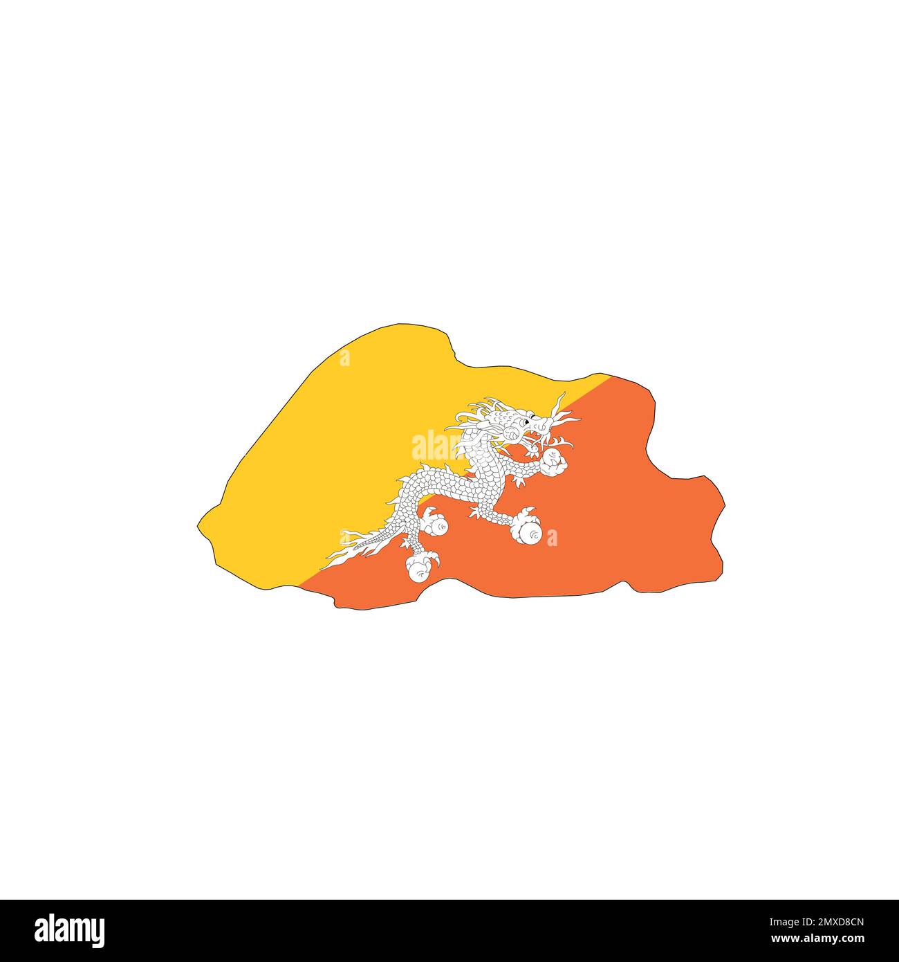Bhutan national flag in a shape of country map Stock Vector Image & Art ...