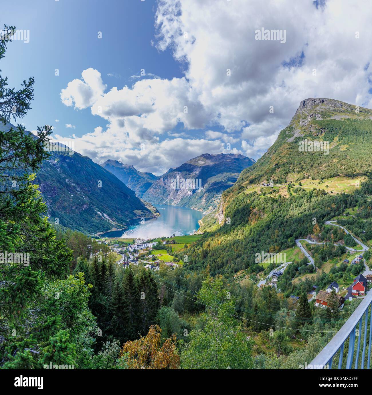 The breathtakingly beautiful landscape of Geiranger valley and the ...