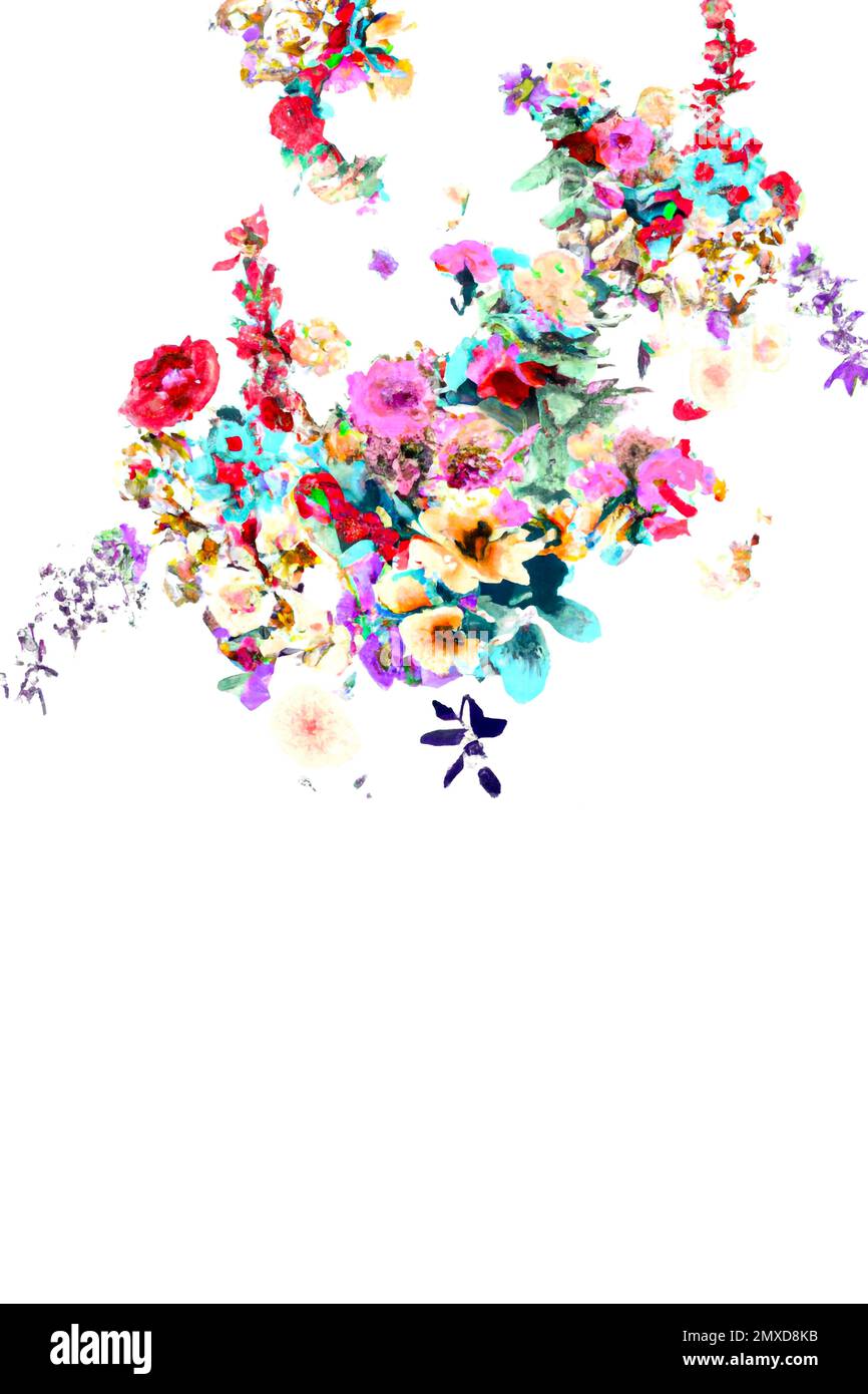 Abstract colorful flower design – Digital watercolor illustration Stock ...