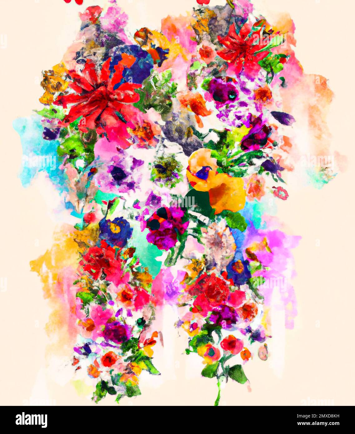 Abstract colorful flower design – Digital watercolor illustration Stock ...