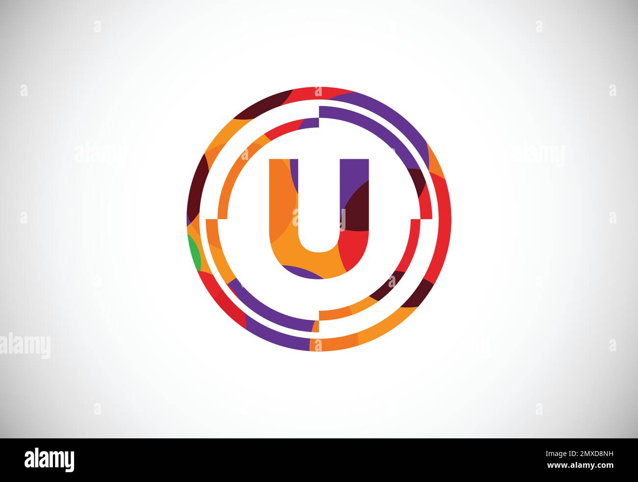 Letters U with circle frames low poly art style. English alphabet ...