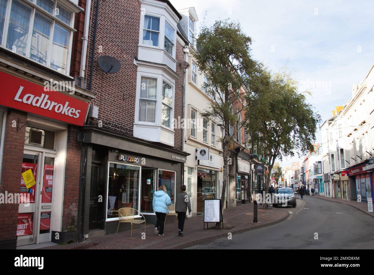 Views of St Thomas Street, Weymouth in Dorset in the UK Stock Photo - Alamy