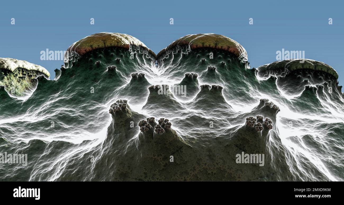 the surface of an alien planet under an alien sun 3d rendering Stock ...