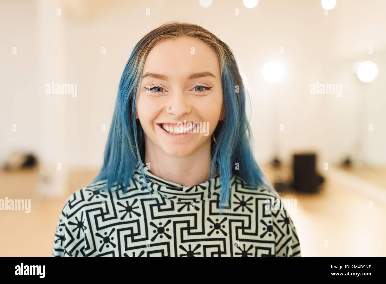 Image of happy caucasian female hip hop dancer posing to camera. Dance ...