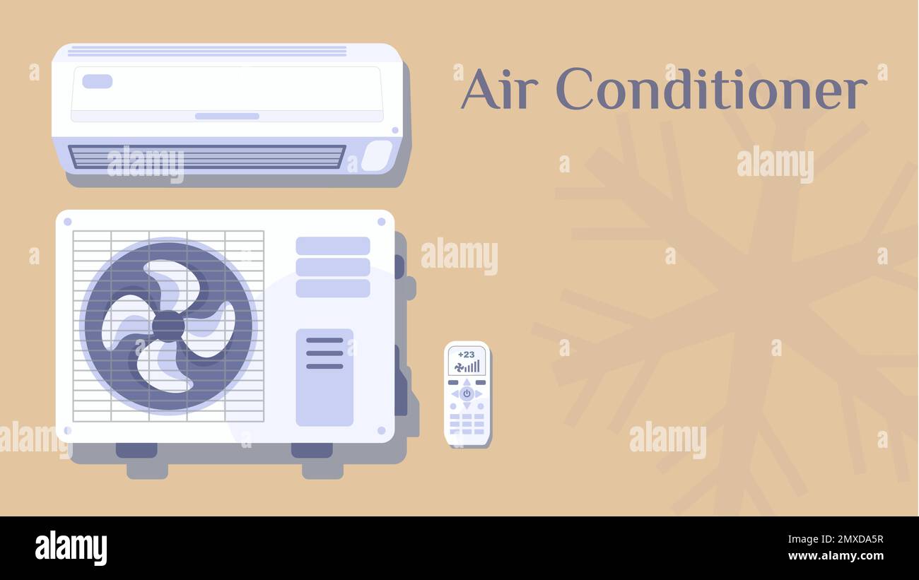 Air conditioner and split air control system templates set, realistic ...