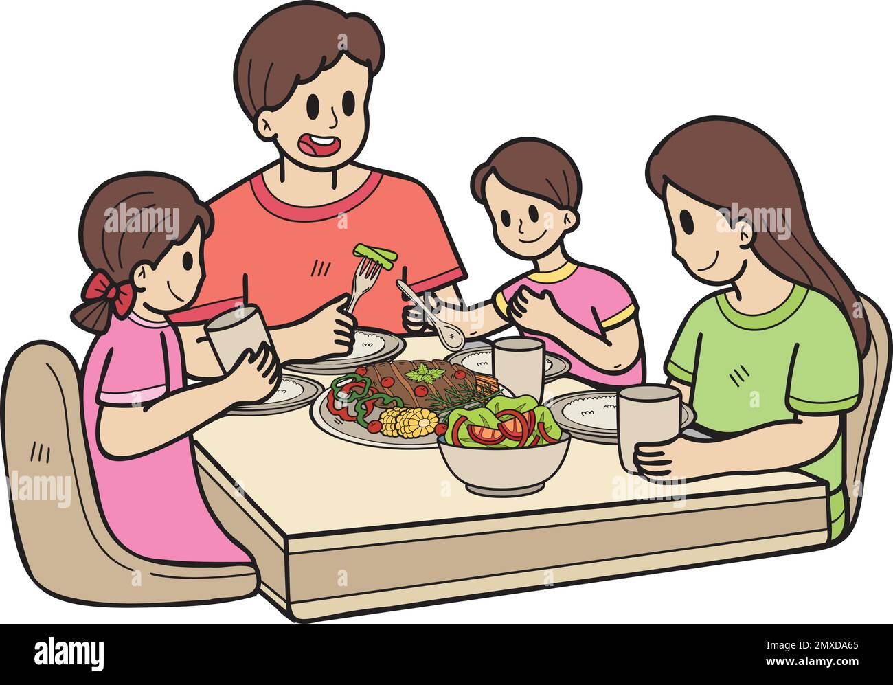 Kids Eating Cereal Cartoon