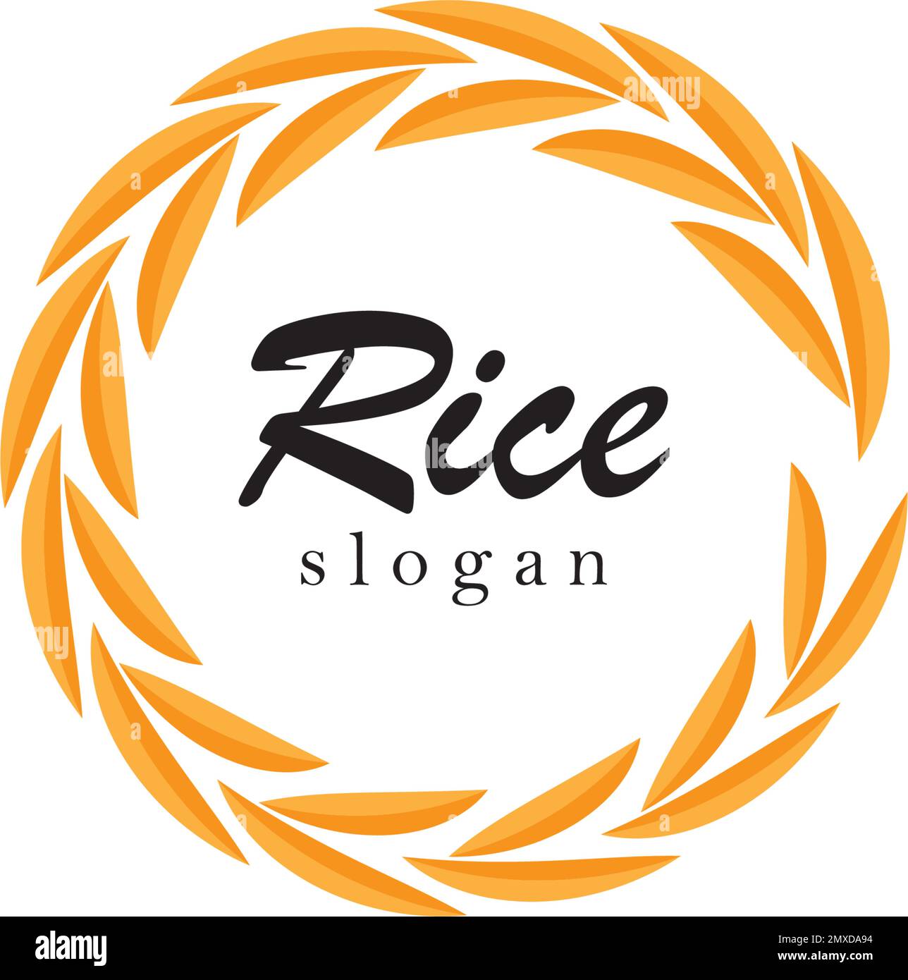 Ear of paddy rice isolated on white background. Icon vector ...