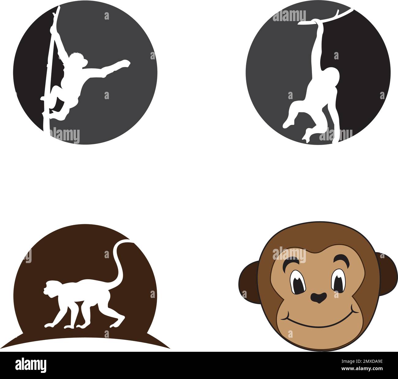 Monkey logo vector illustration flat design Stock Vector Image & Art - Alamy
