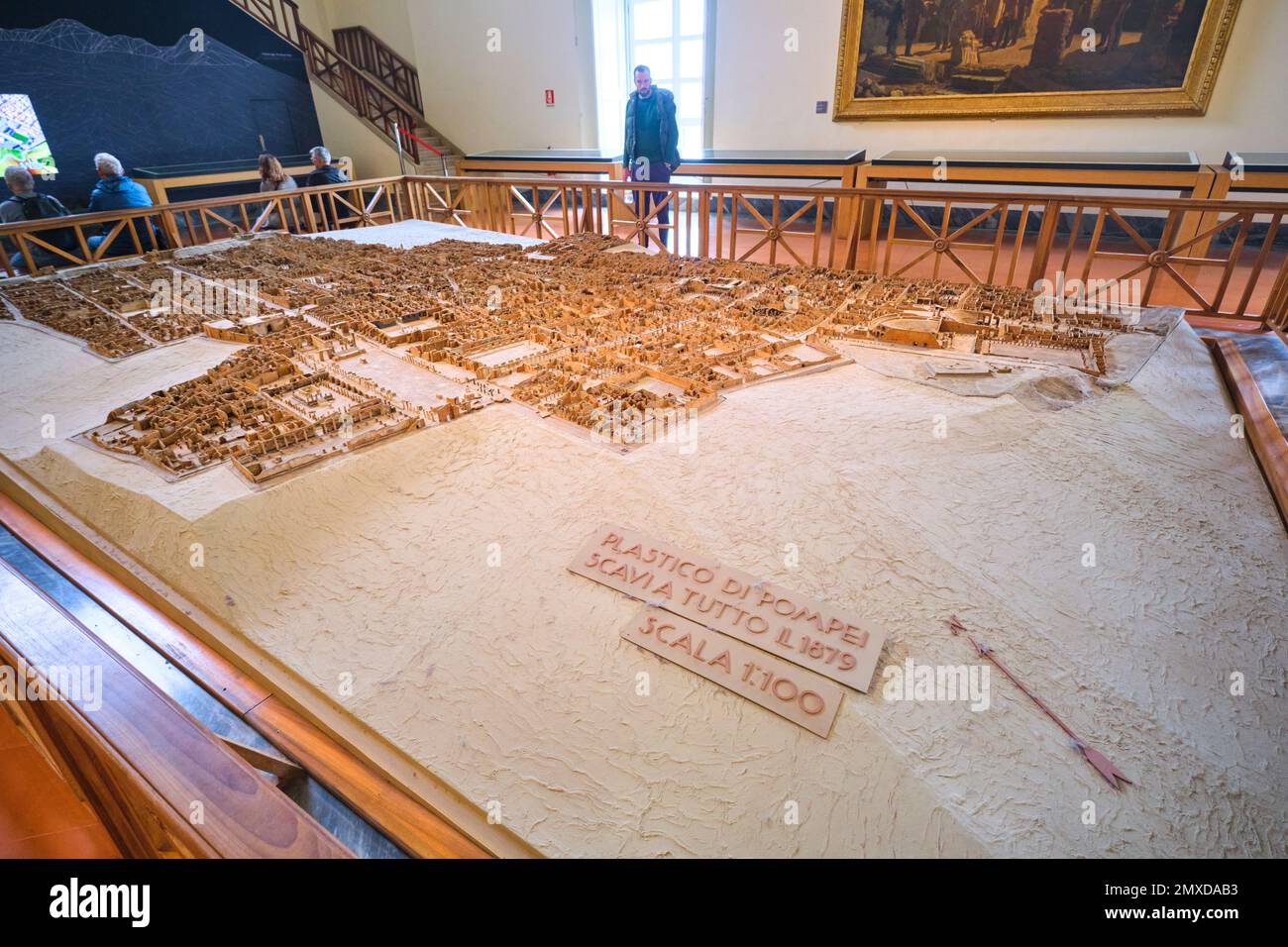 A giant, large, 3D overview map, guide to ruined Pompeii. At the ...