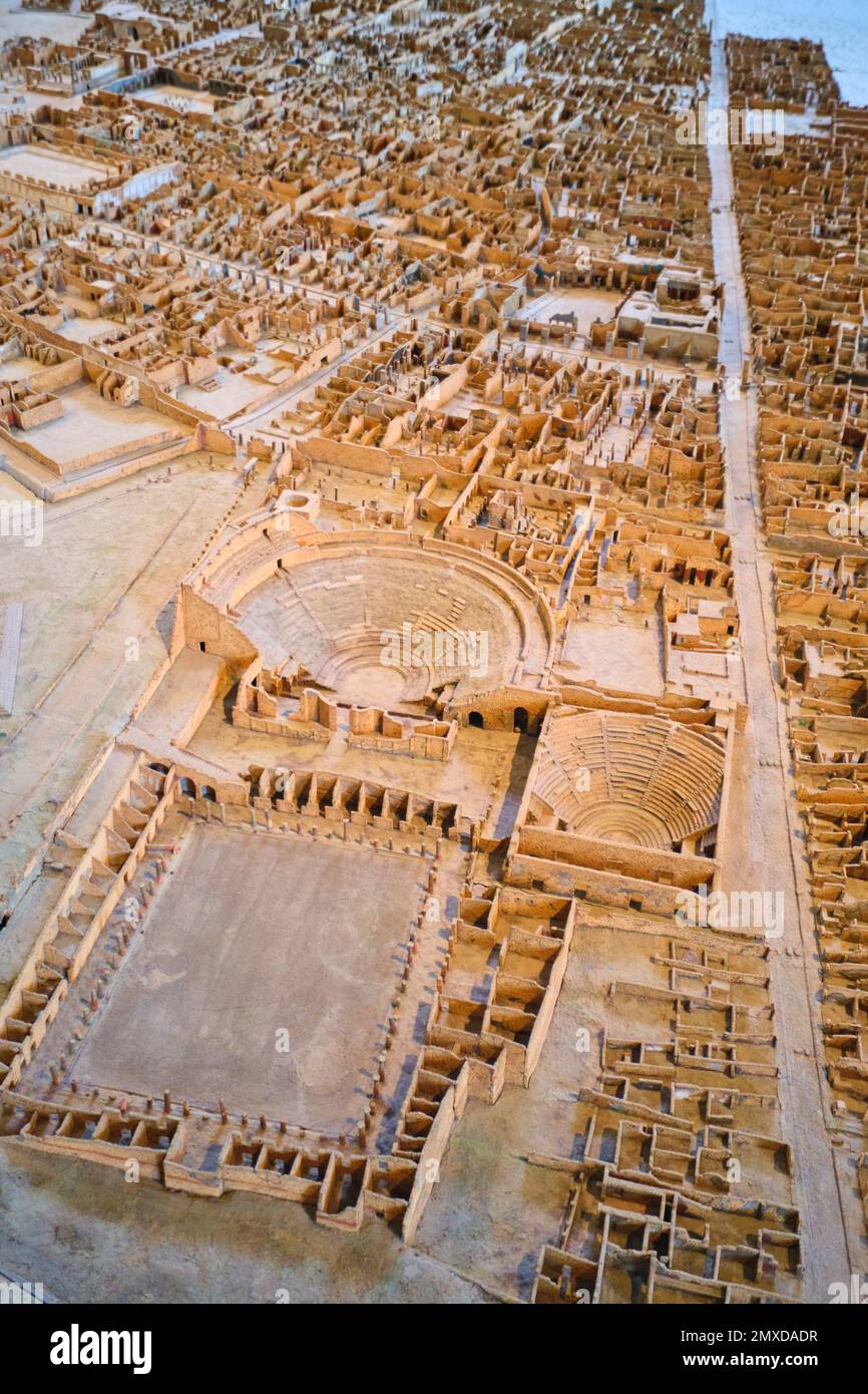 A giant, large, 3D overview map, guide to ruined Pompeii. Detail ...