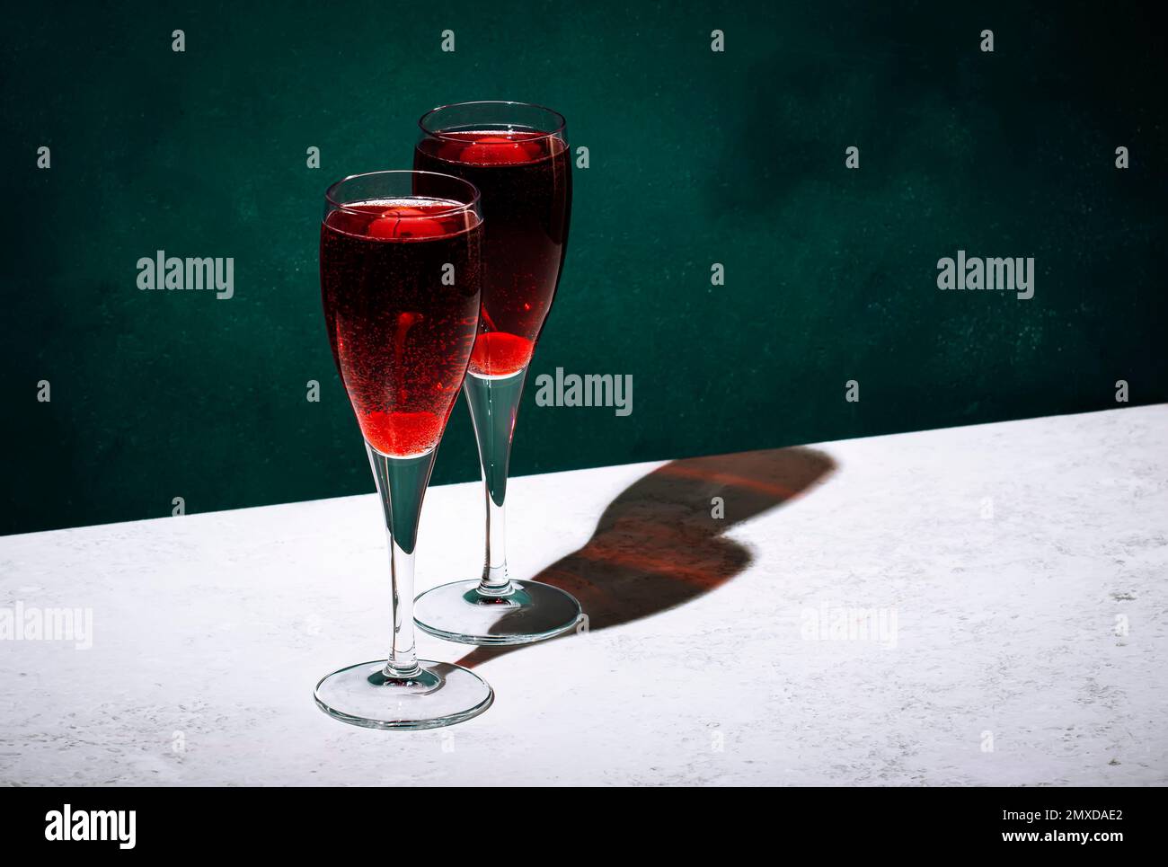 Kir Royale alcoholic cocktail with blackcurrant liqueur, prosecco and ...