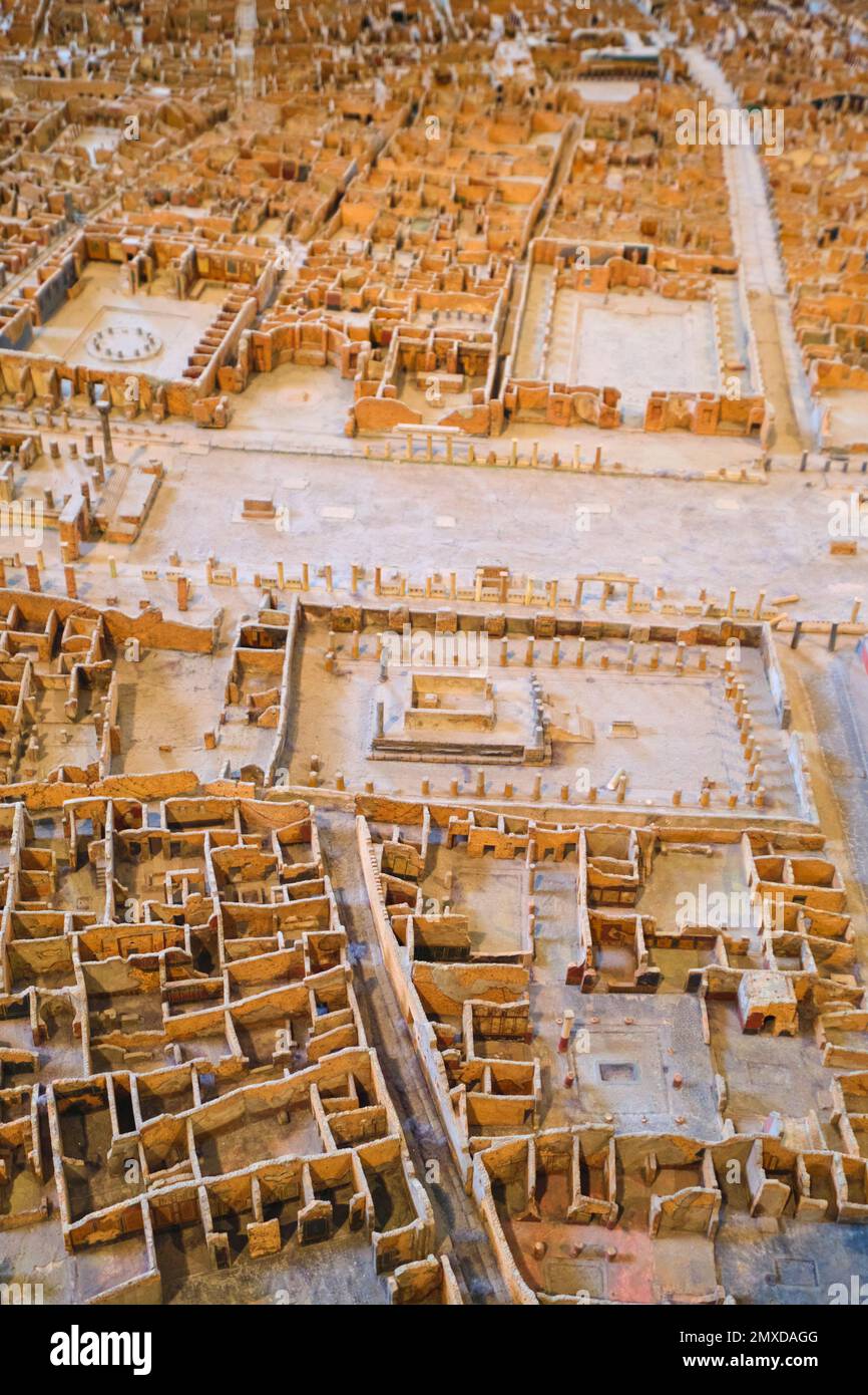 A giant, large, 3D overview map, guide to ruined Pompeii. Detail ...