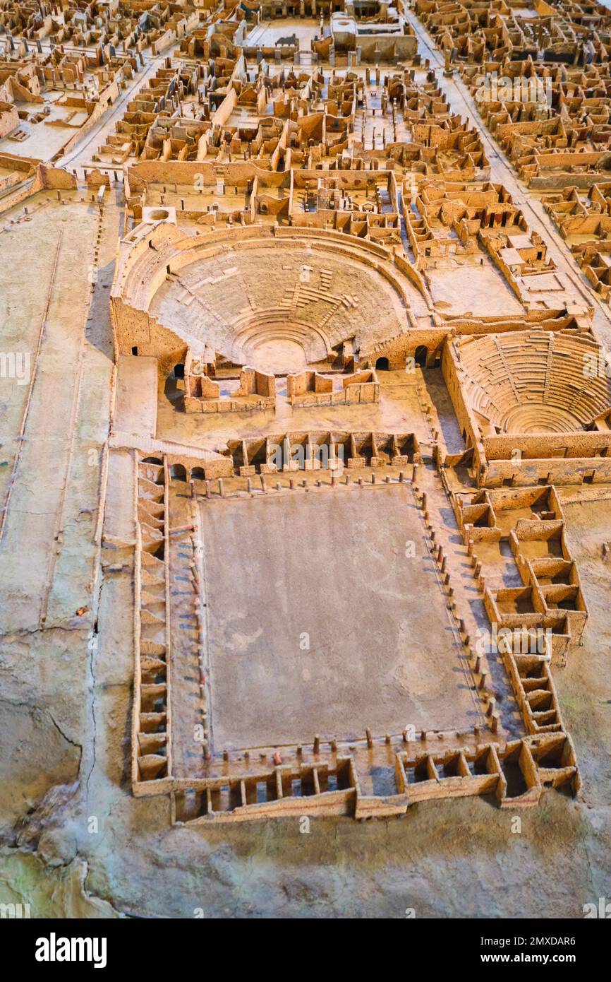 A giant, large, 3D overview map, guide to ruined Pompeii. Detail ...
