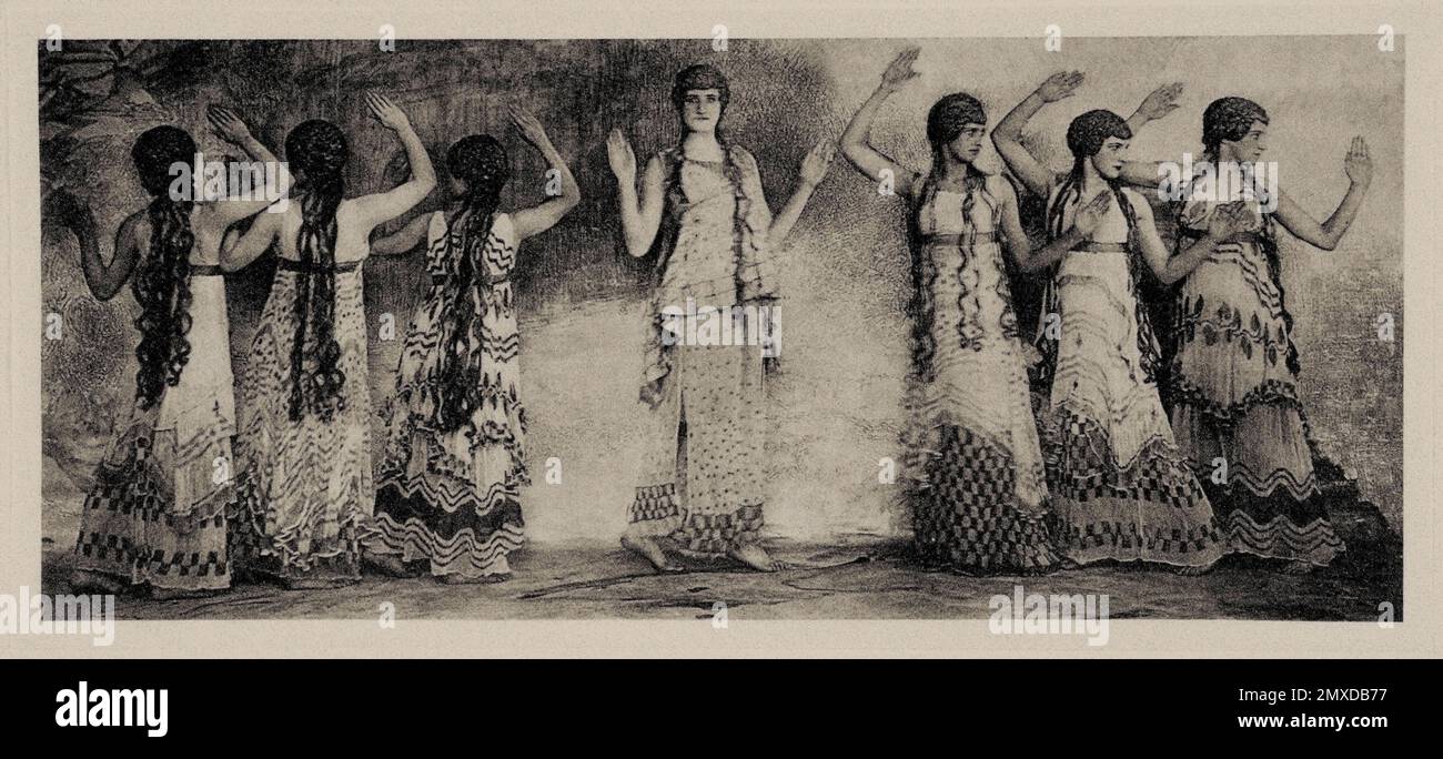 Chorus of maenads. Scene from the Nijinsky ballet "The Afternoon of a ...