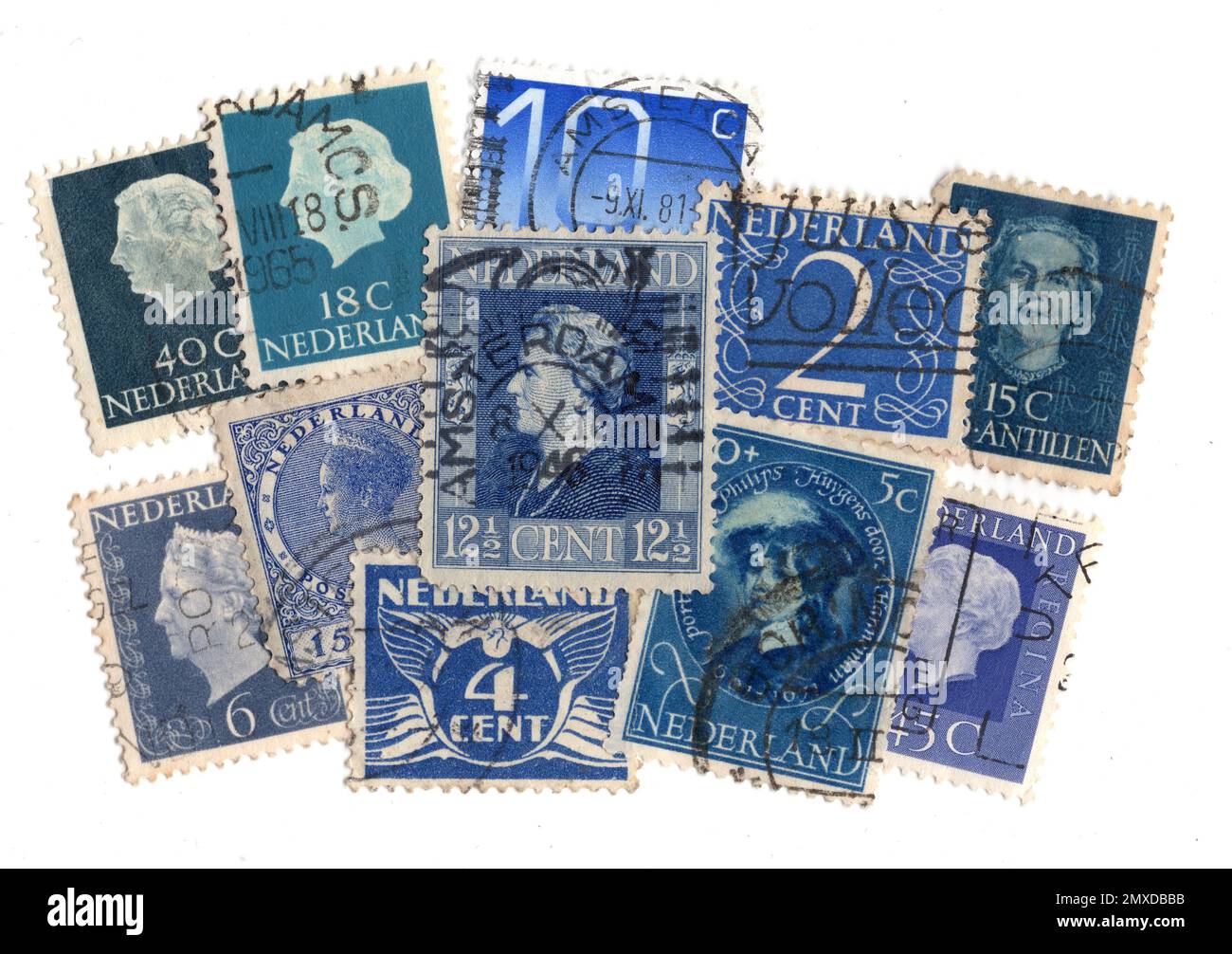 Vintage postage stamps from the Netherlands on a white background Stock ...
