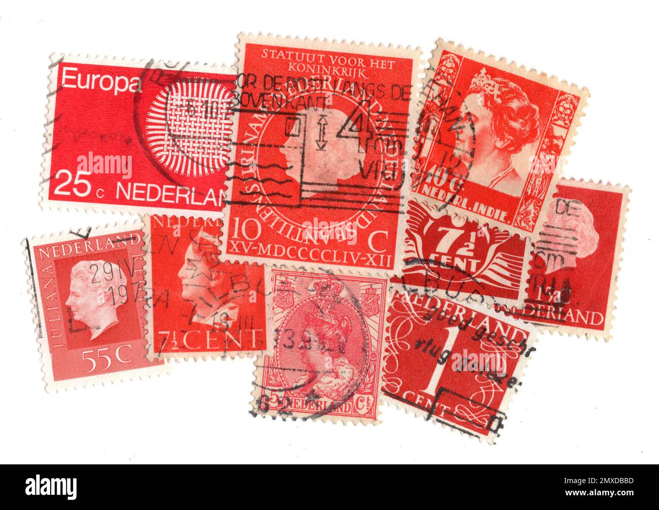 Vintage postage stamps from the Netherlands on a white background Stock ...