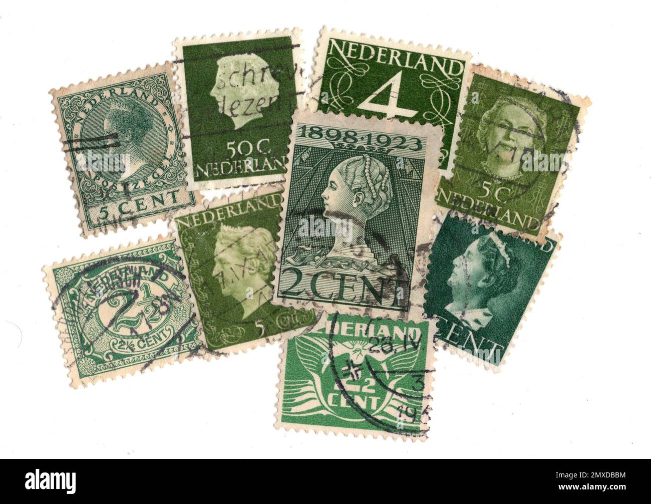 Vintage postage stamps from the Netherlands on a white background Stock ...