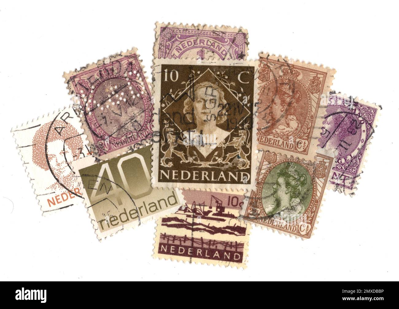Vintage postage stamps from the Netherlands on a white background Stock ...